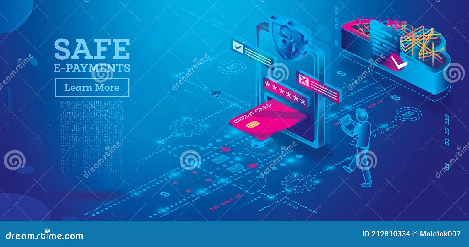 Safe E-payments on Smartphone or Tablet Computer. Cyber Security Stock ...