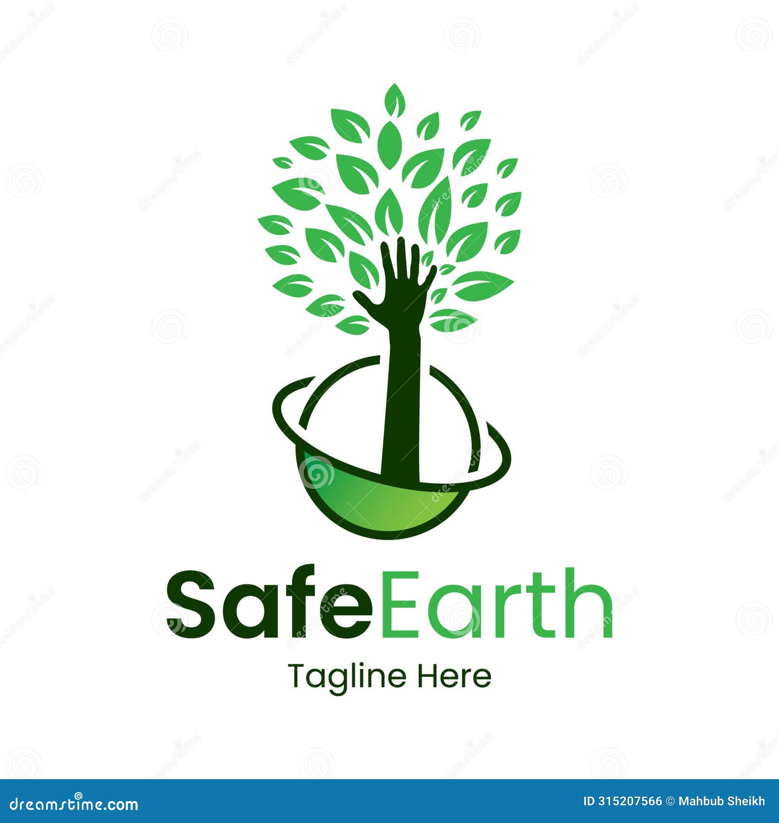 Safe Earth Logo Design Template. Stock Vector - Illustration of green ...