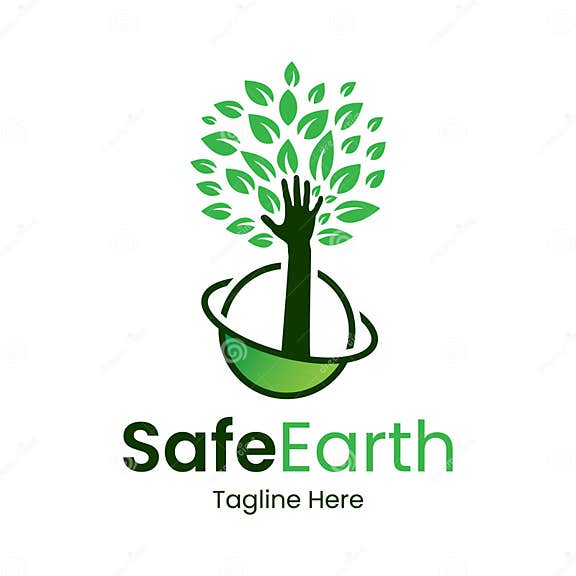 Safe Earth Logo Design Template. Stock Vector - Illustration of green ...