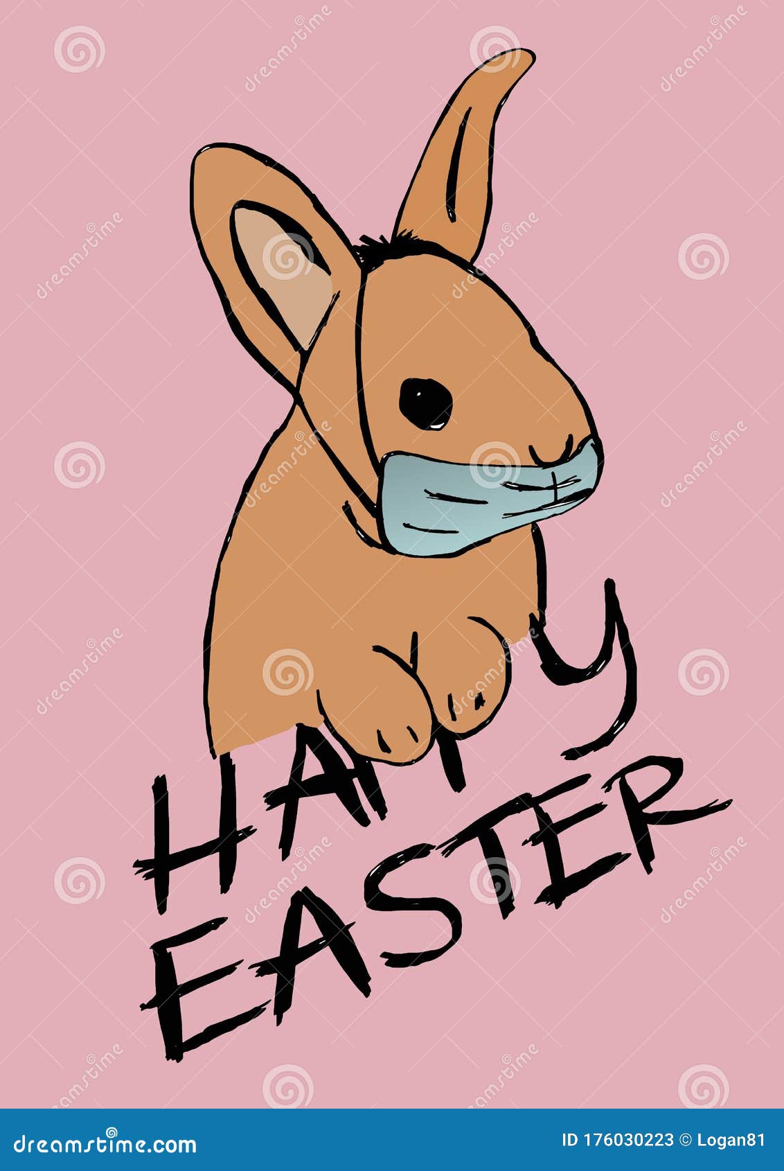 Safe Easter Bunny with Mask Stock Illustration - Illustration of ...