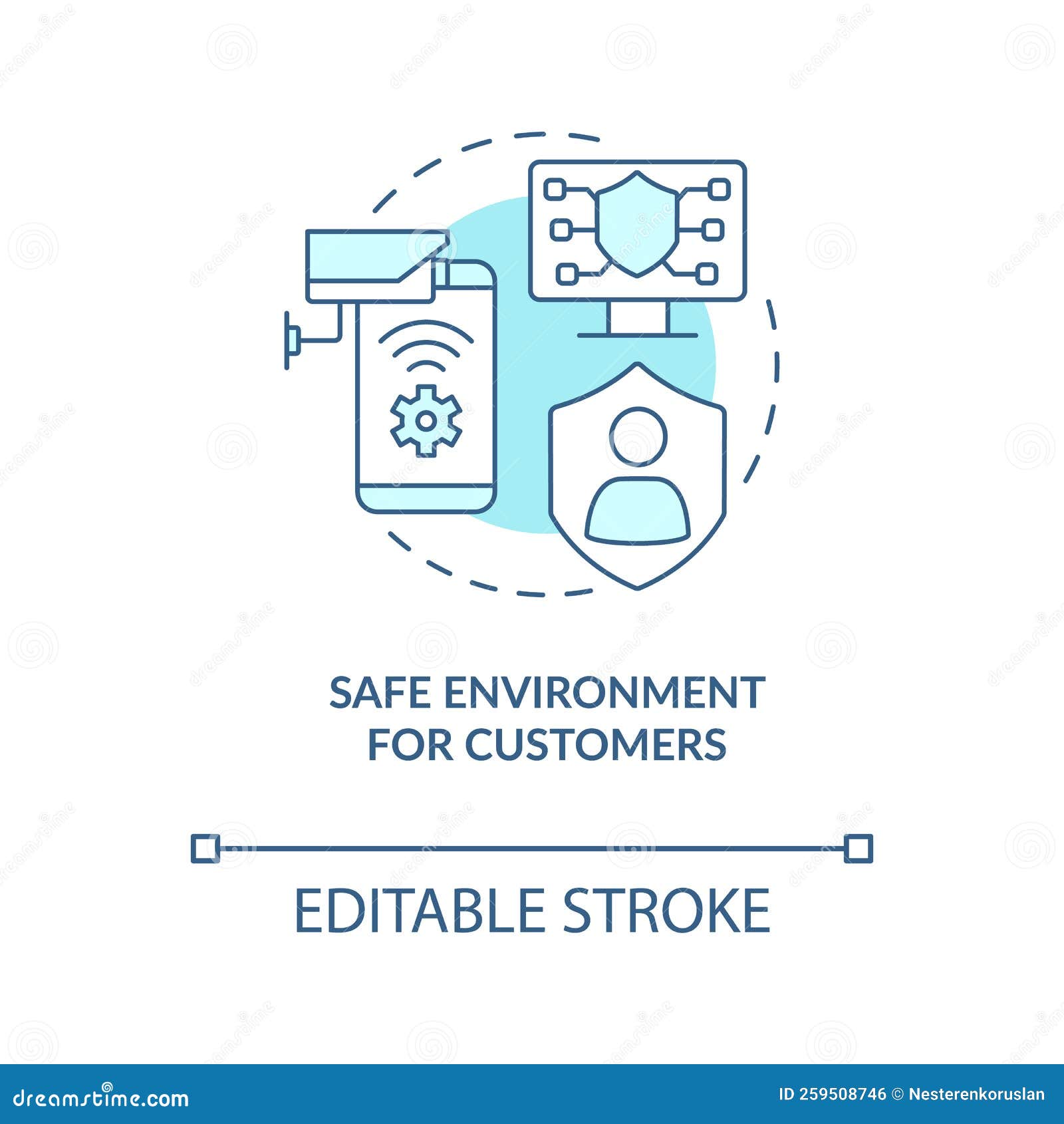 Safe Environment for Customers Turquoise Concept Icon Stock Vector ...