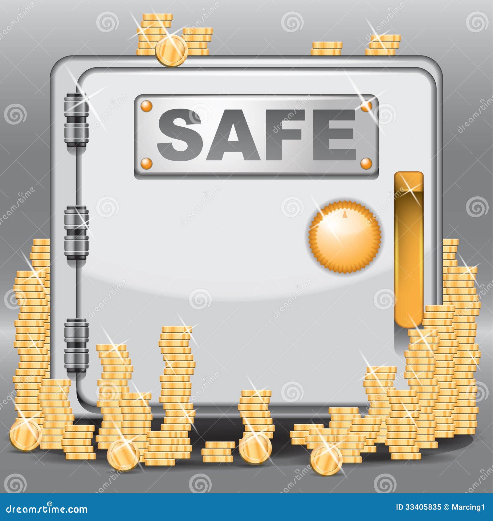 Safe Filled with Golden Coins Stock Vector - Illustration of security ...