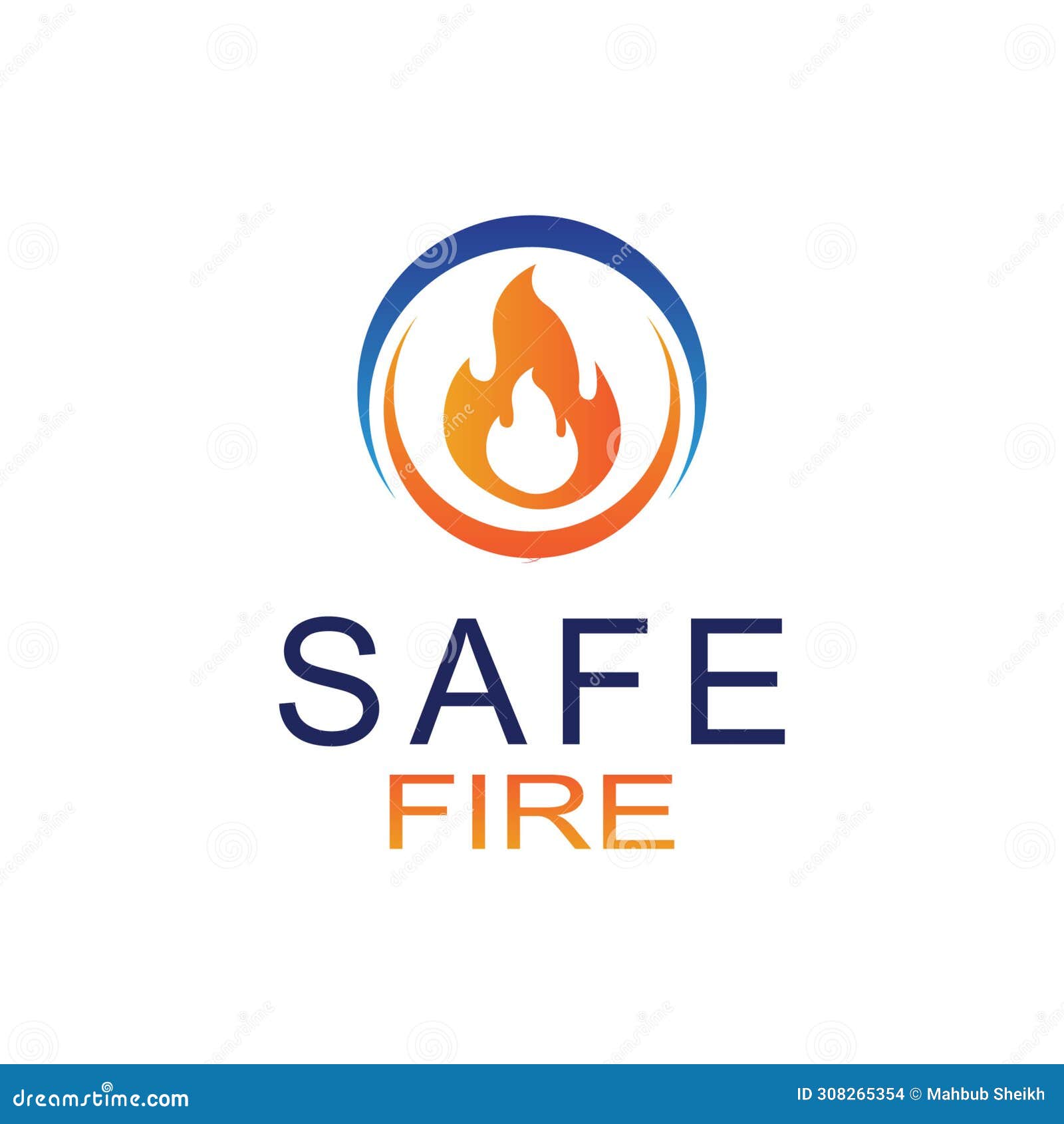 Safe Fire with Circle Logo Design Template. Stock Vector - Illustration ...