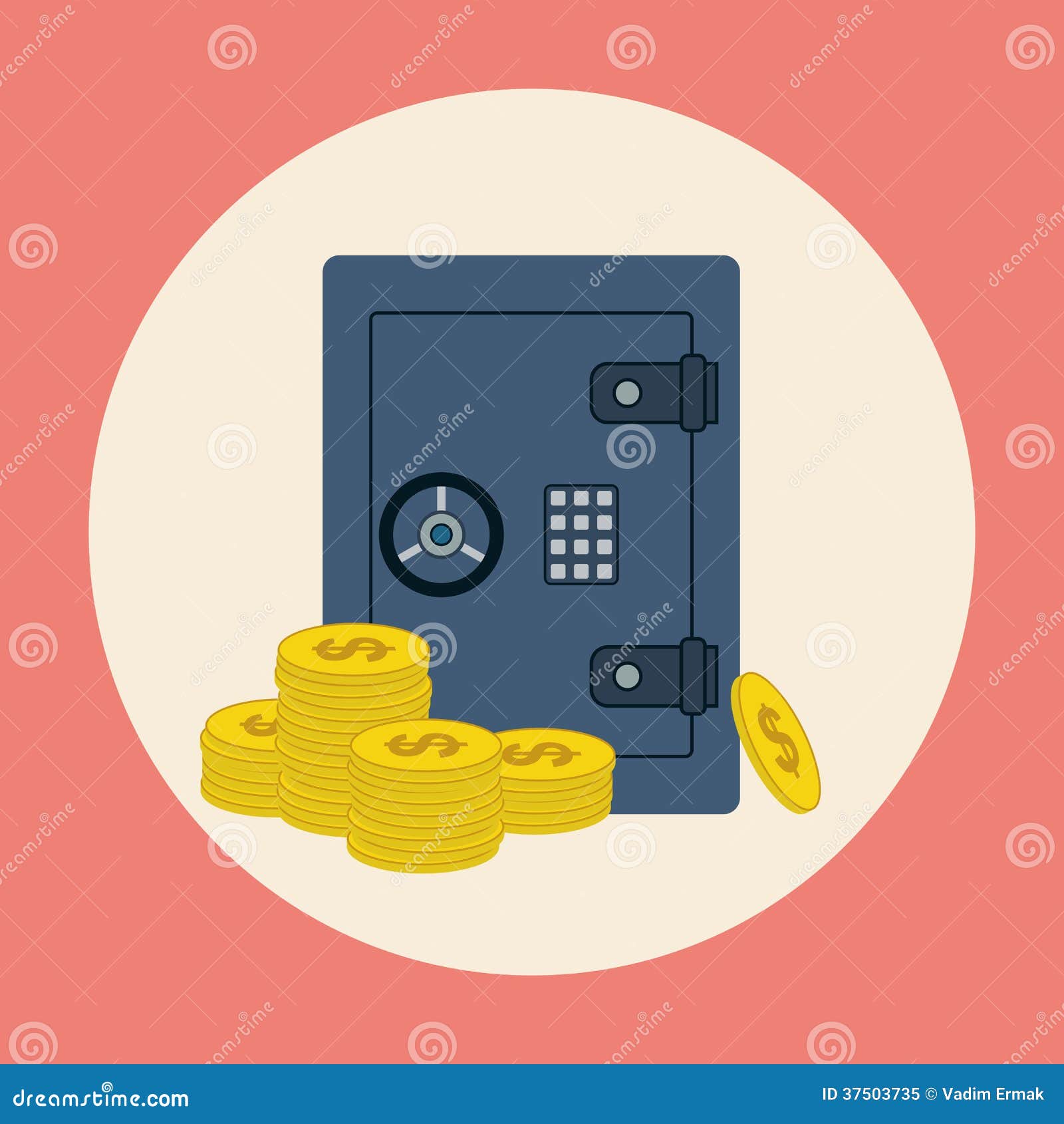 Safe Flat Vector Illustration Stock Vector - Illustration of business ...