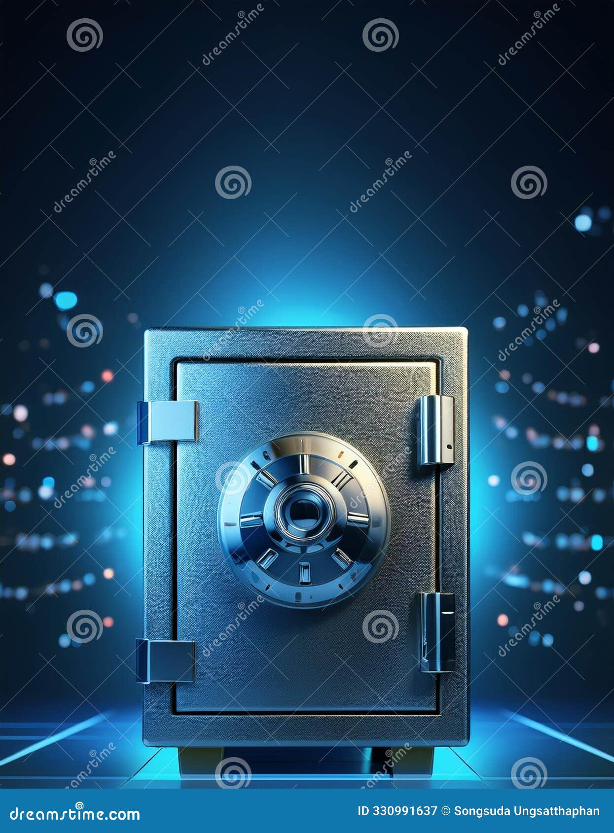 Safe with Floating Digital Locks, Representing Secure Financial ...