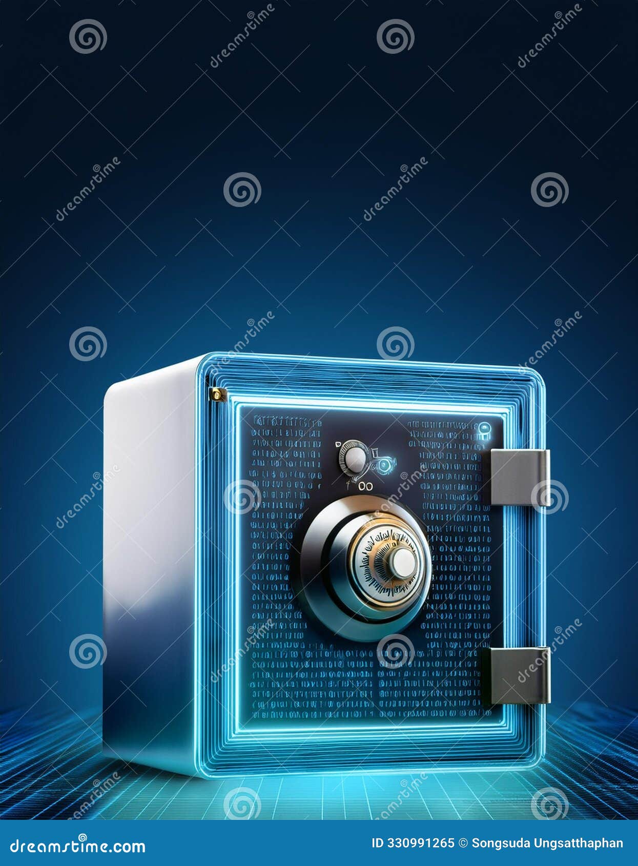 Safe with Floating Digital Locks, Representing Secure Financial ...