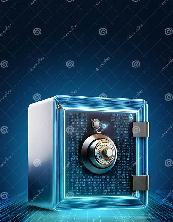 Safe with Floating Digital Locks, Representing Secure Financial ...