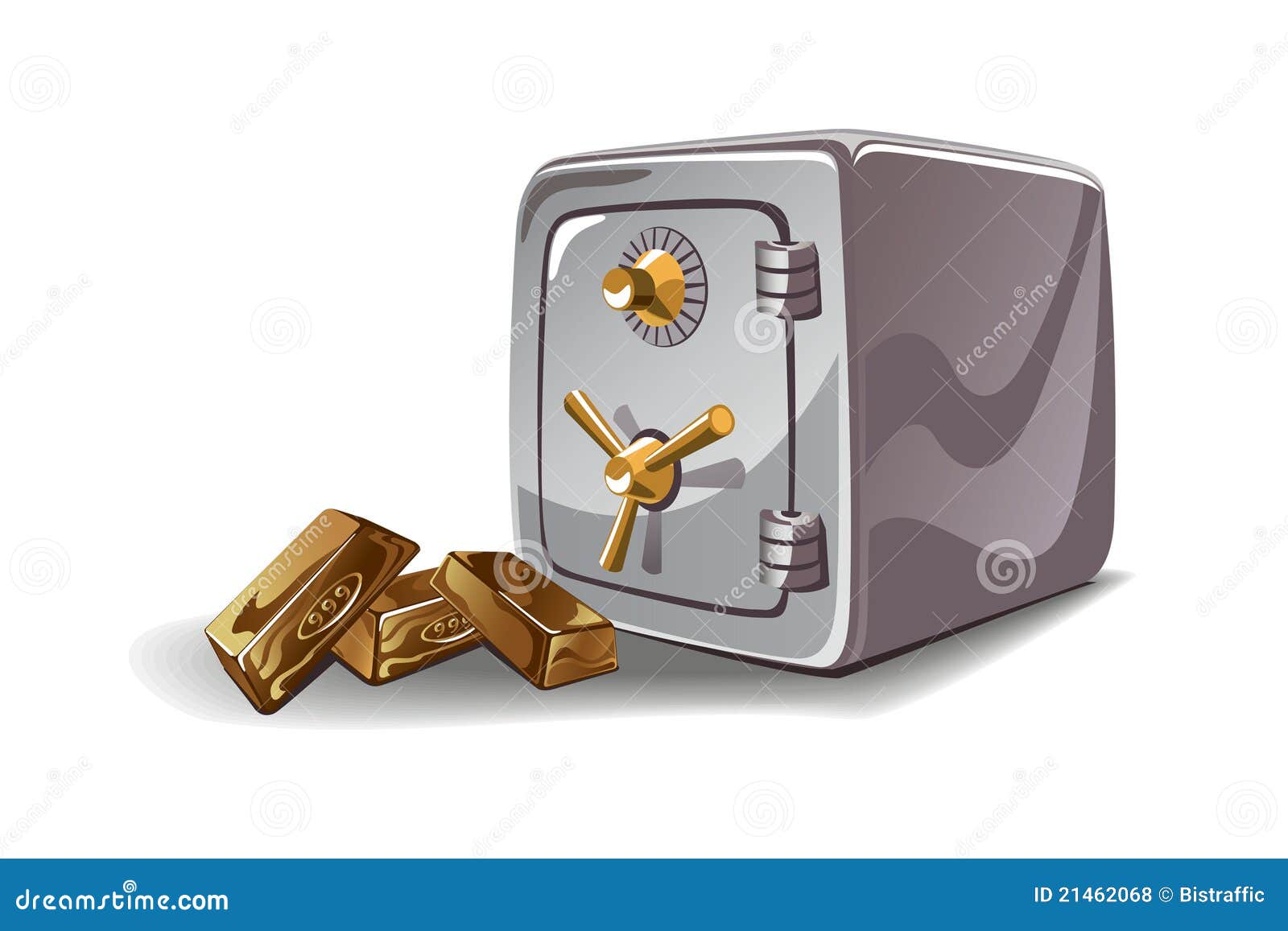 Safe and Gold Bars Vector Illustration Stock Vector - Illustration of ...