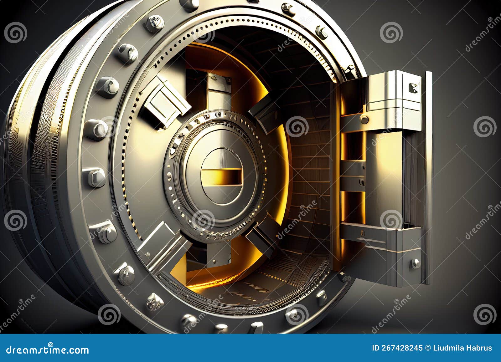 Safe and Gold 3d Drawing. Generative AI Stock Illustration ...