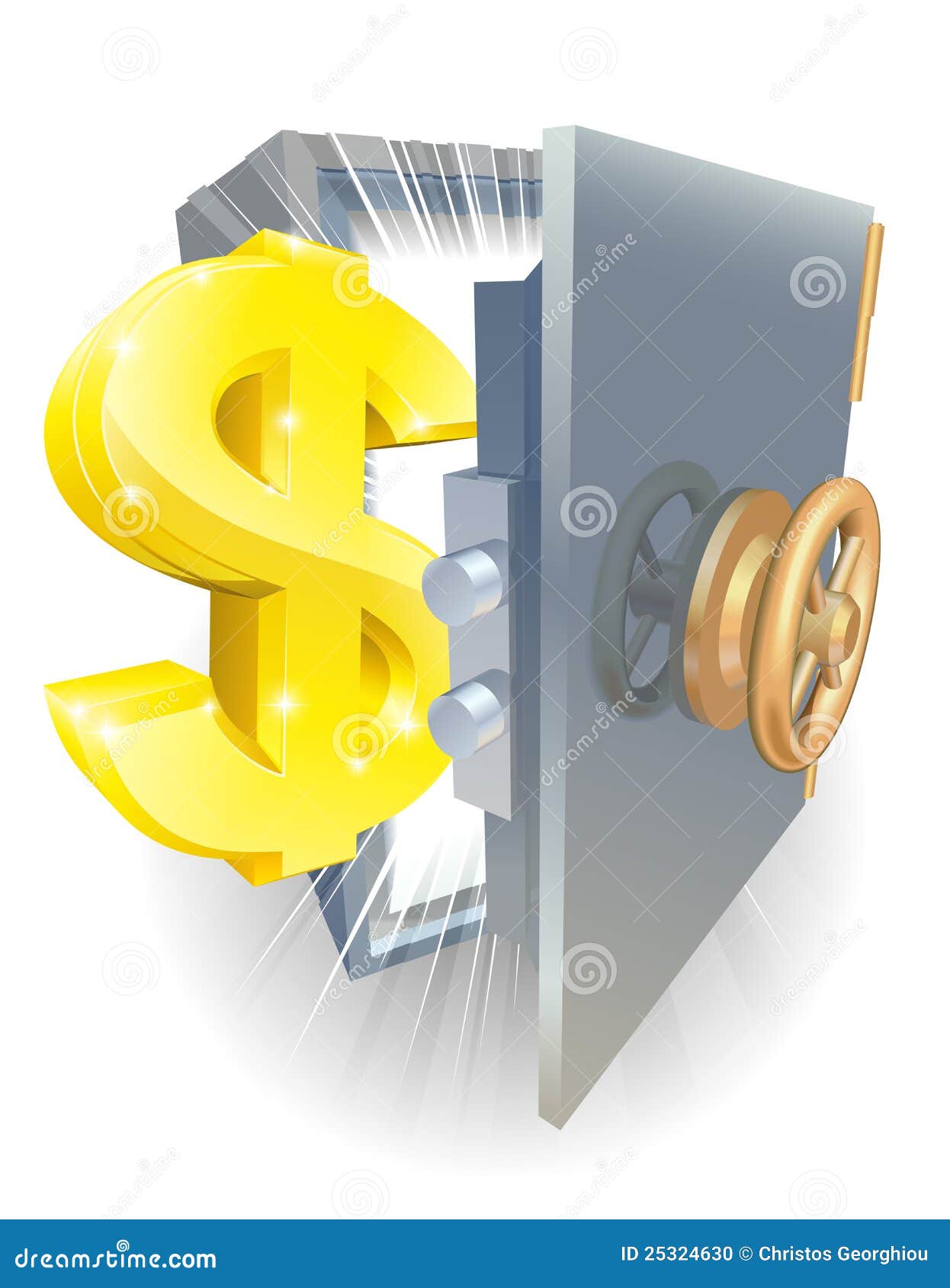 Safe with gold dollar sign stock vector. Illustration of money - 25324630