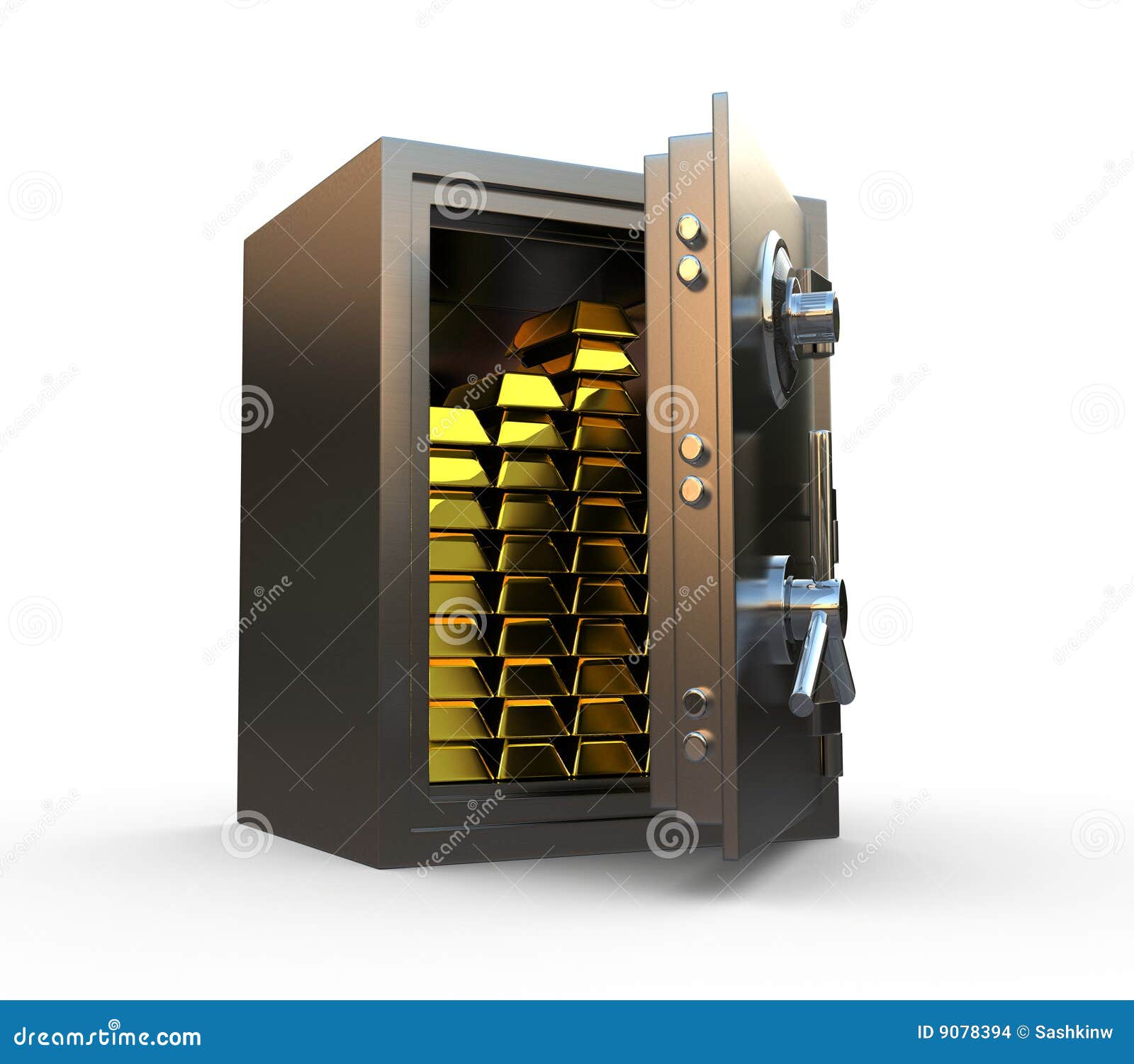 Safe with gold inside stock illustration. Illustration of concept - 9078394