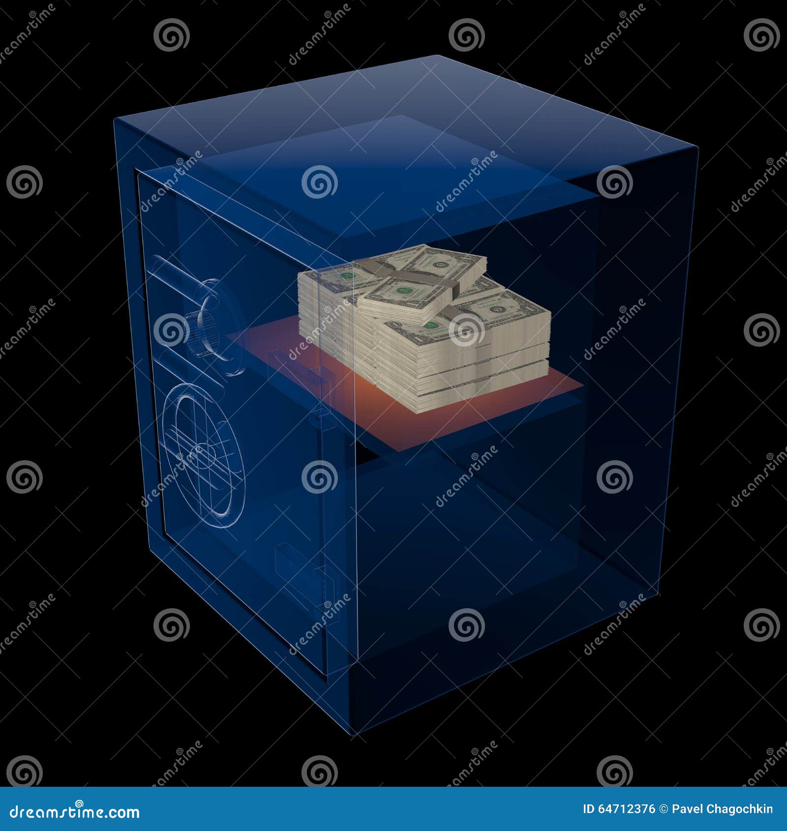 Safe with Gold and Money. X Ray Material Stock Illustration ...