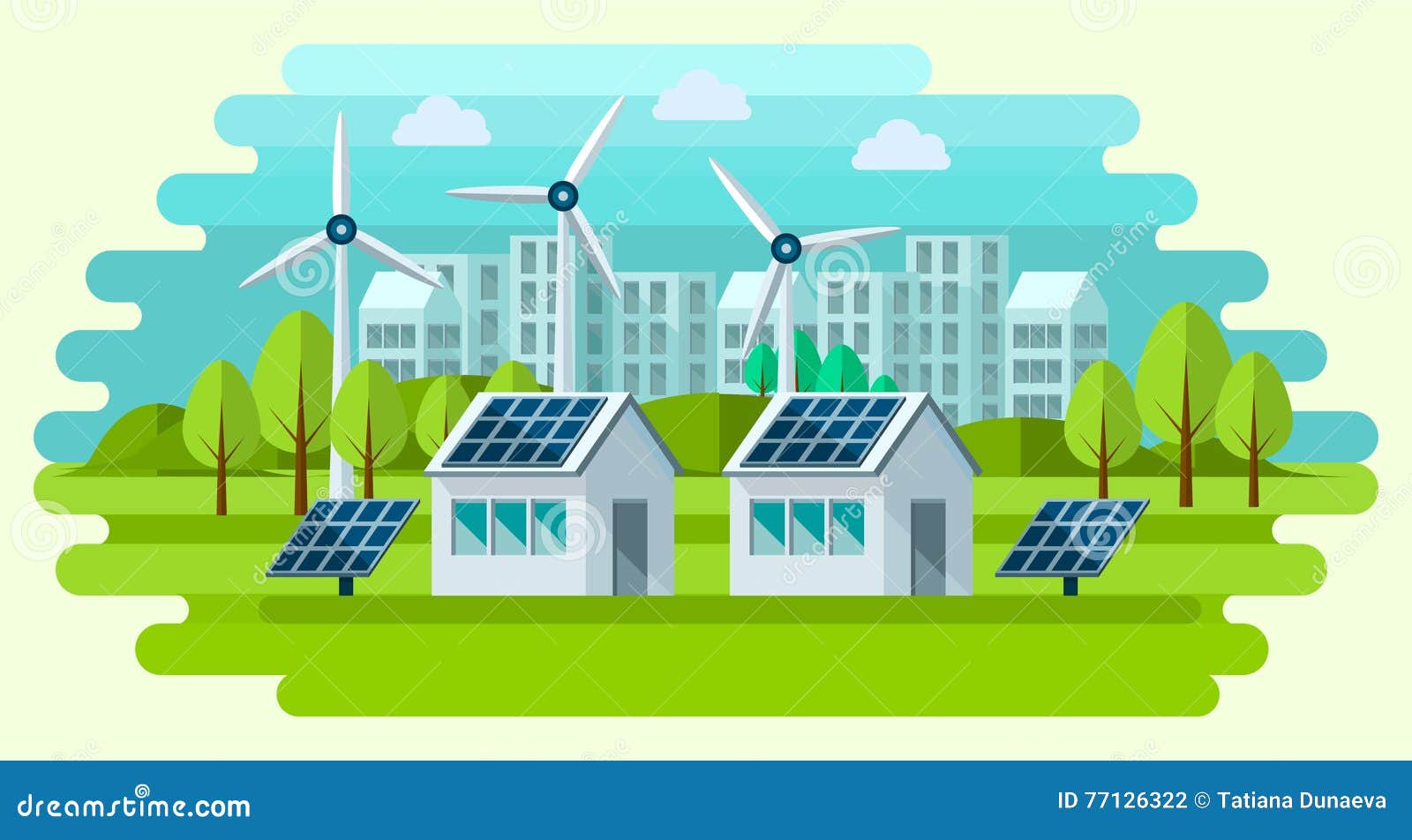 Safe Green Energy Concept In A Flat Style Stock Vector Illustration