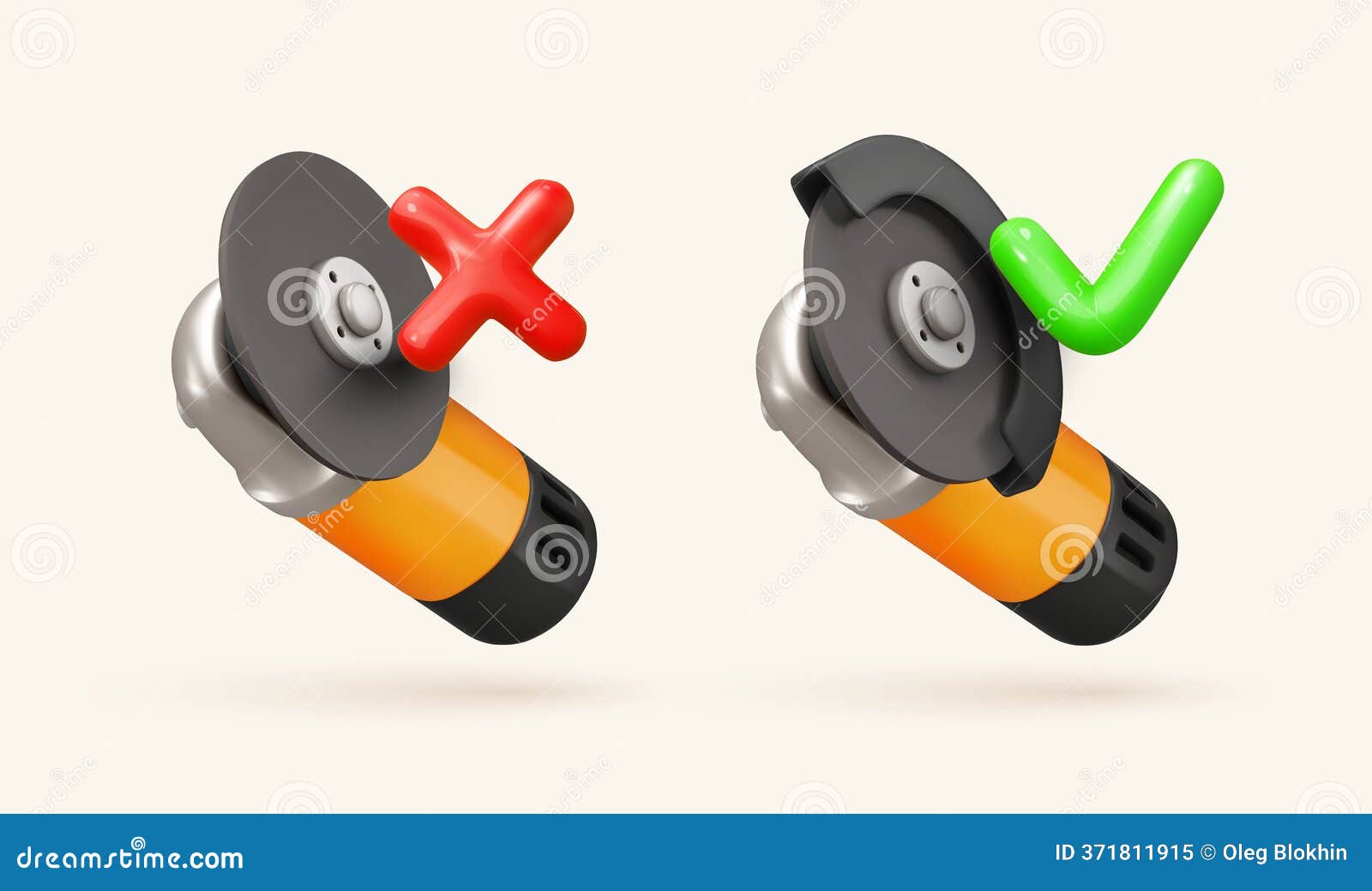 Safe Grinder Usage Concept With Correct And Incorrect Examples. Workplace Safety Rules For Power ...