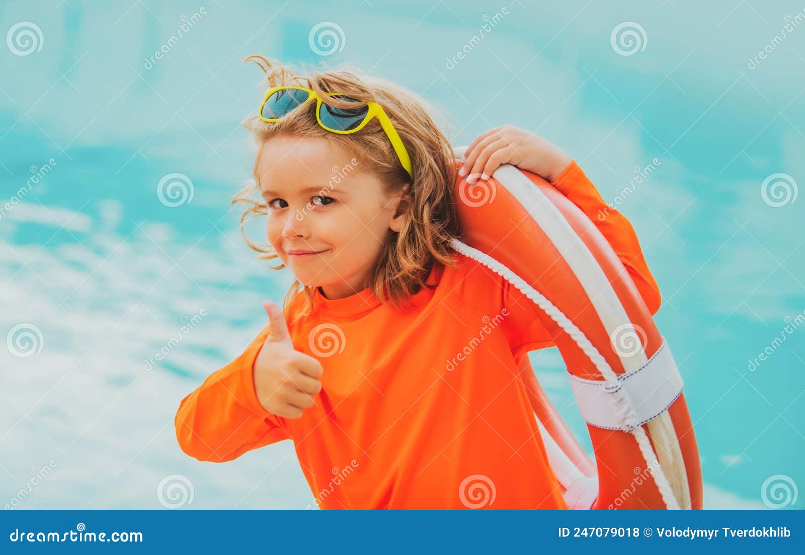 Safe Guard Kid. Funny Child on Beach. Stock Photo - Image of cute ...