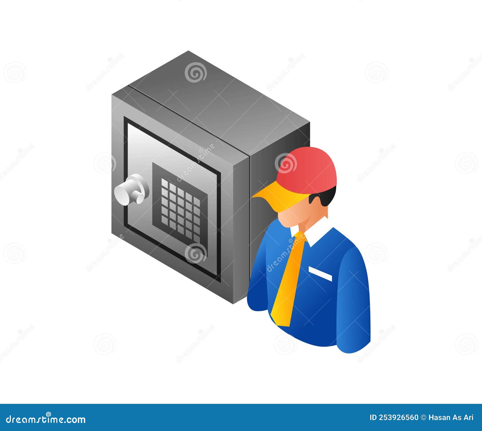 Safe Guard Man in Flat Isometric Illustration Design Stock Illustration ...