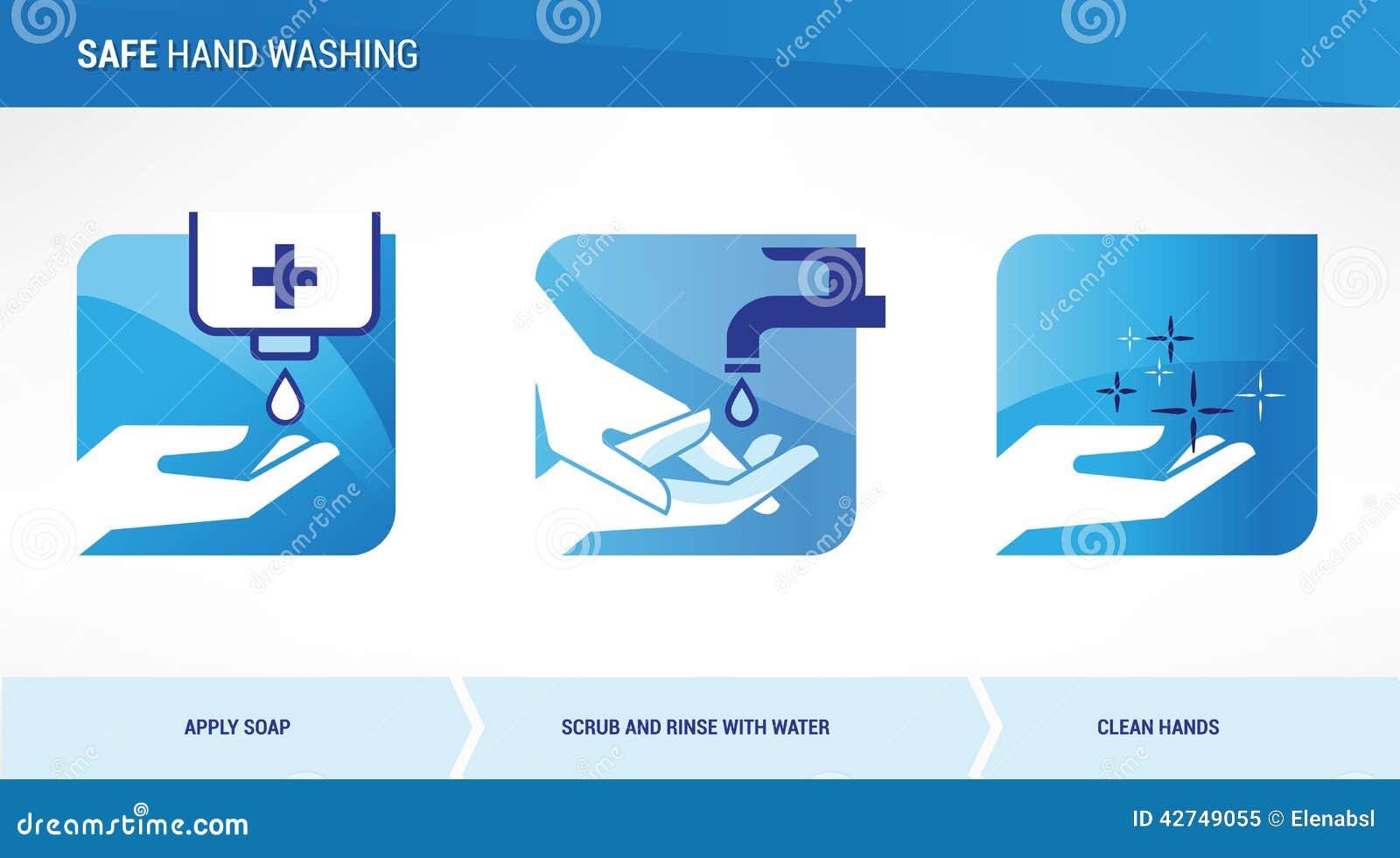 Safe hand washing stock vector. Illustration of prevention - 42749055
