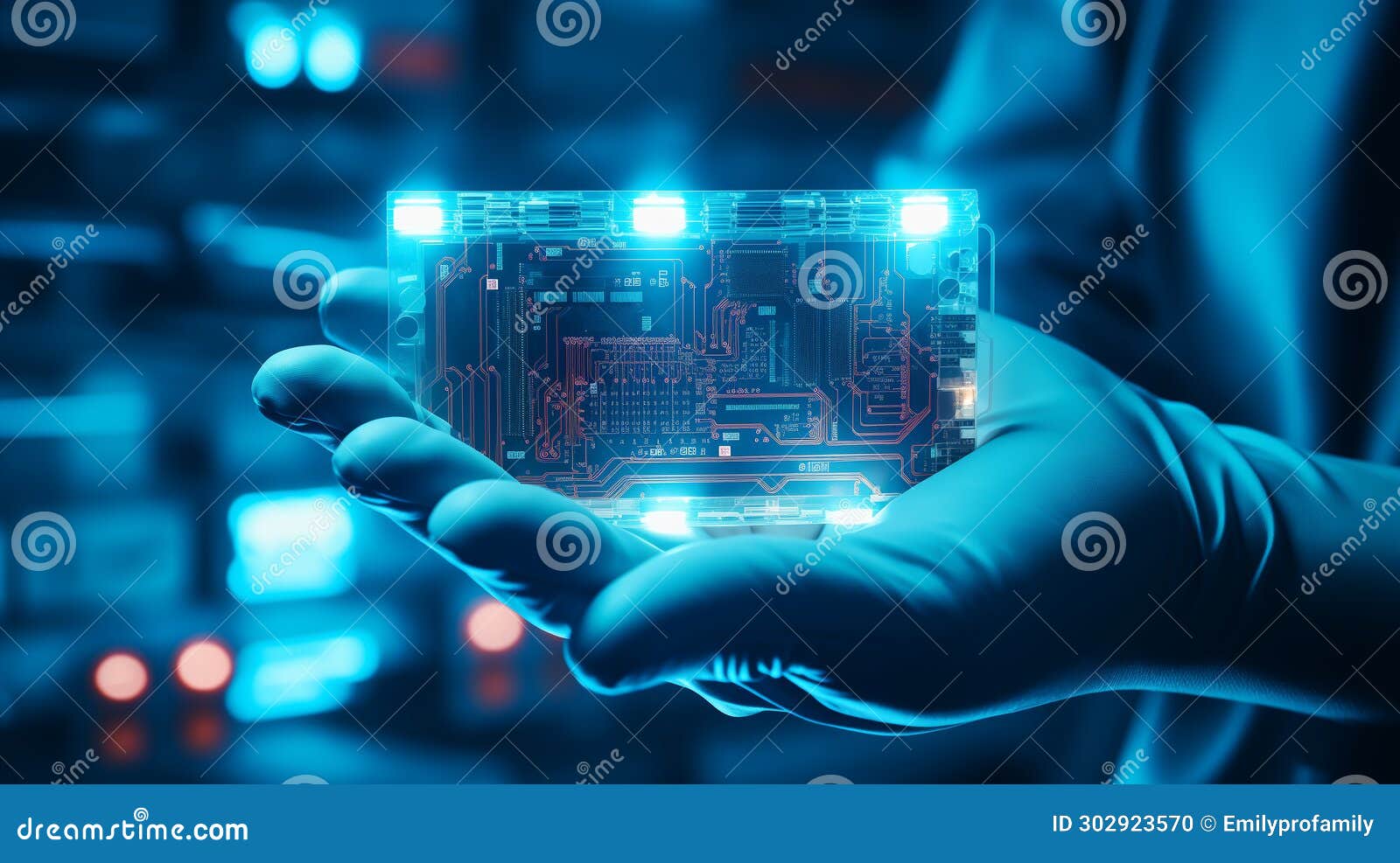 Safe Handling of AI Computer Circuits in Gloves Stock Illustration ...