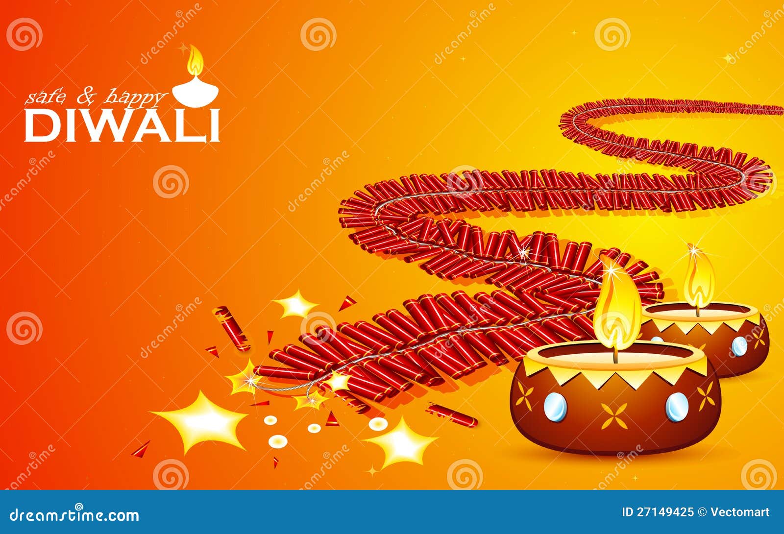 Safe and Happy Diwali stock vector. Illustration of decoration - 27149425