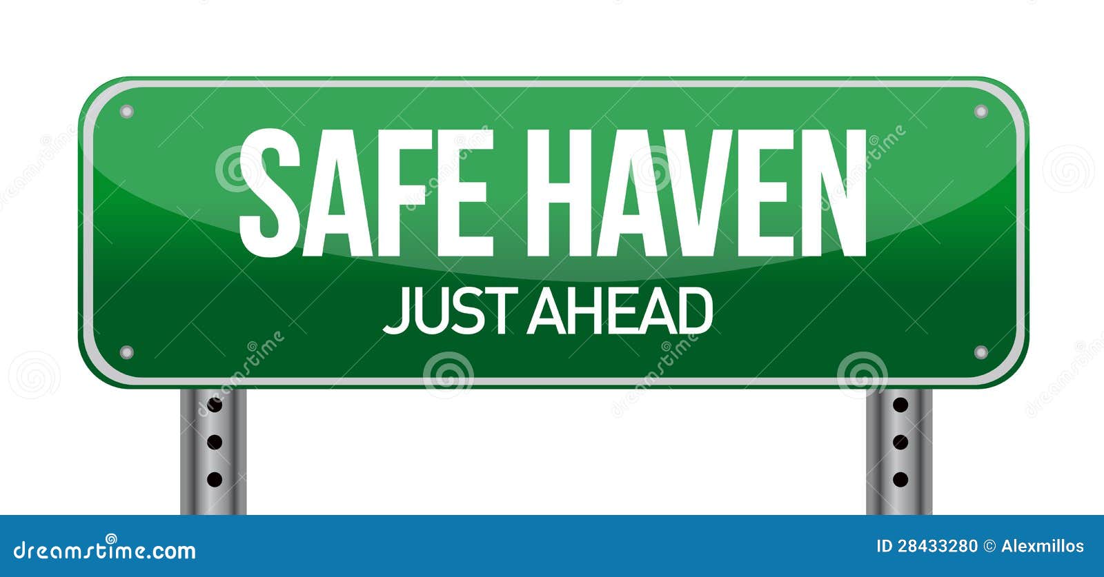 Safe Haven Green Road Sign stock illustration. Illustration of message ...