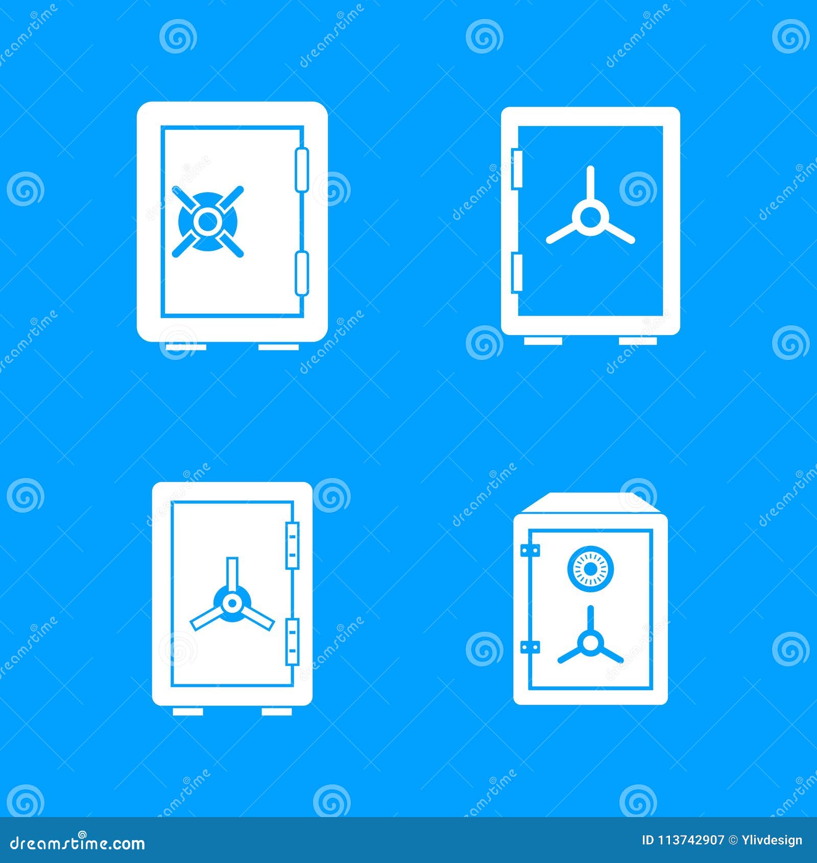 Safe icon blue set vector stock vector. Illustration of confidential ...