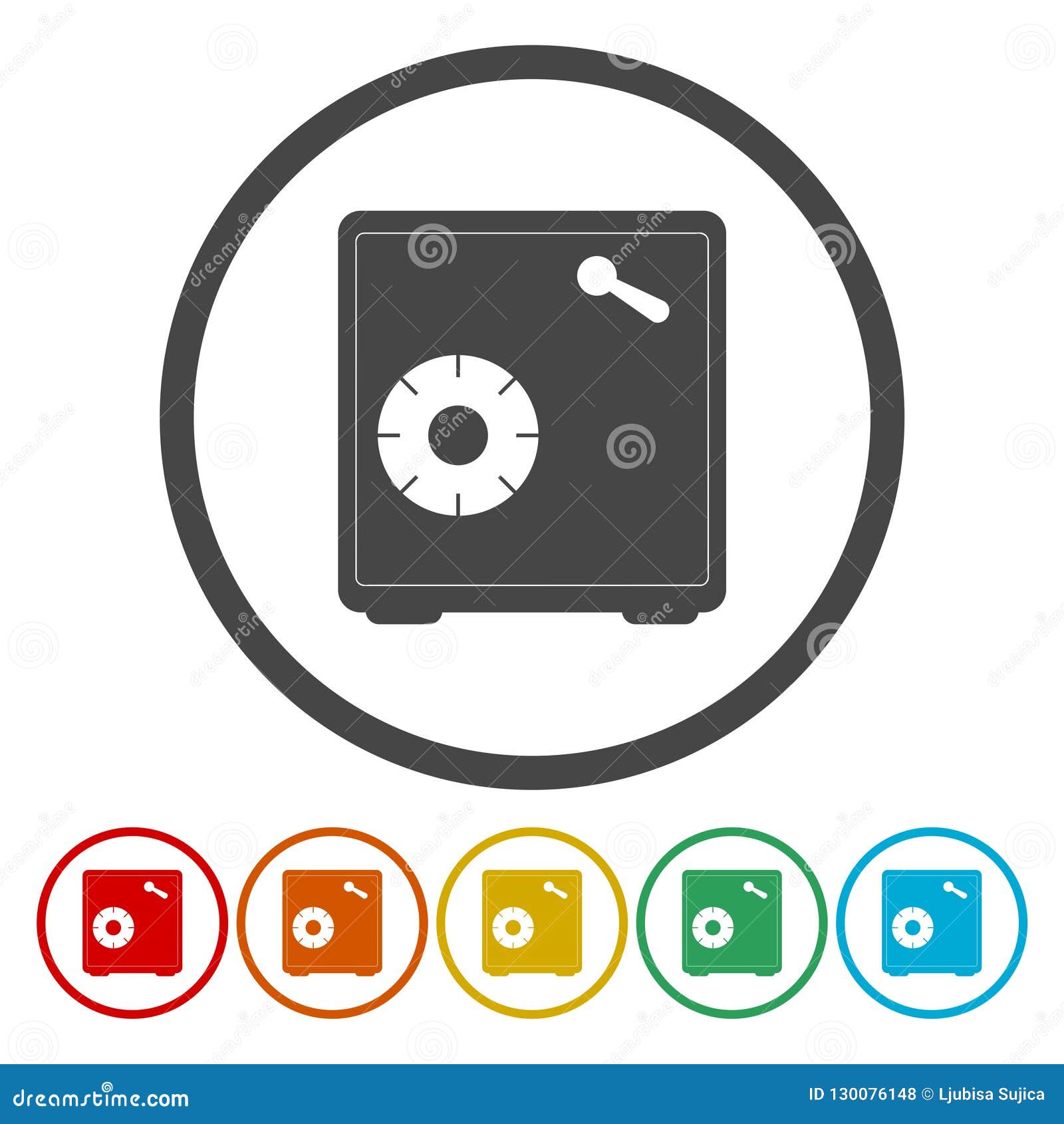 Safe Icon. Flat Circle Design Stock Vector - Illustration of safe ...