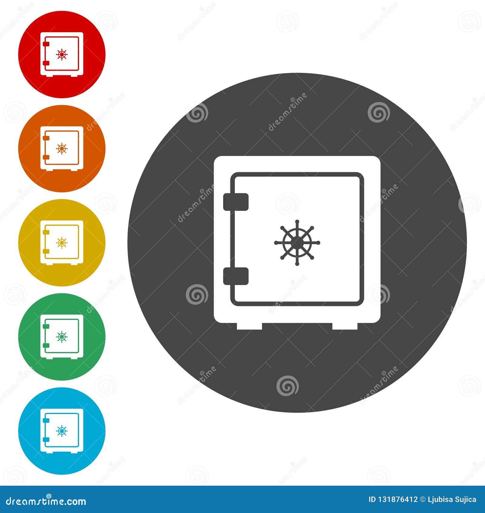 Safe Icon. Flat Circle Design Stock Vector - Illustration of bank ...