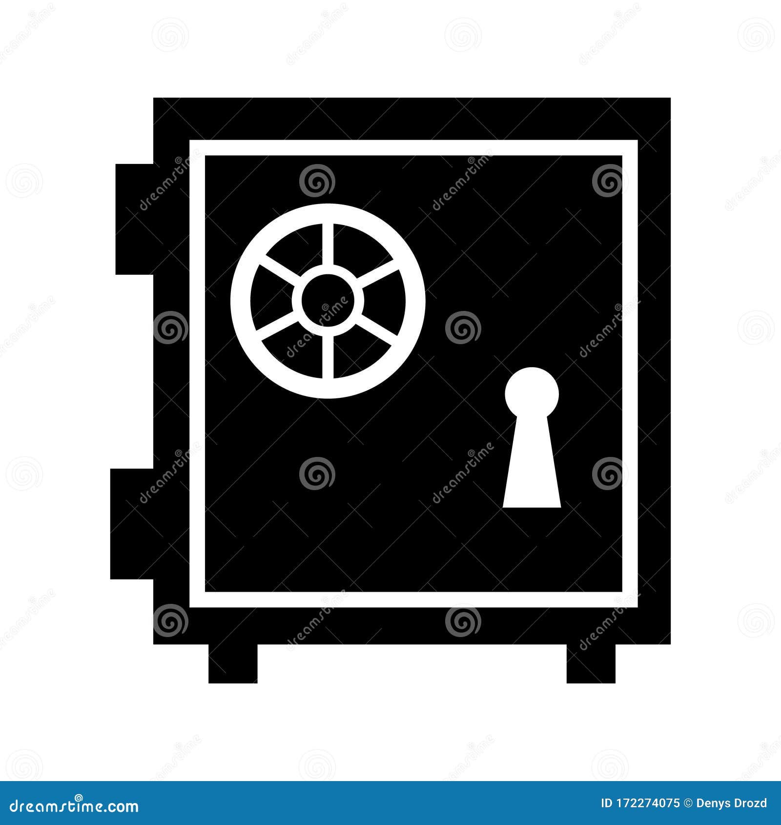 Safe Icon Flat. Vector White Illustration Isolated on Black Background ...
