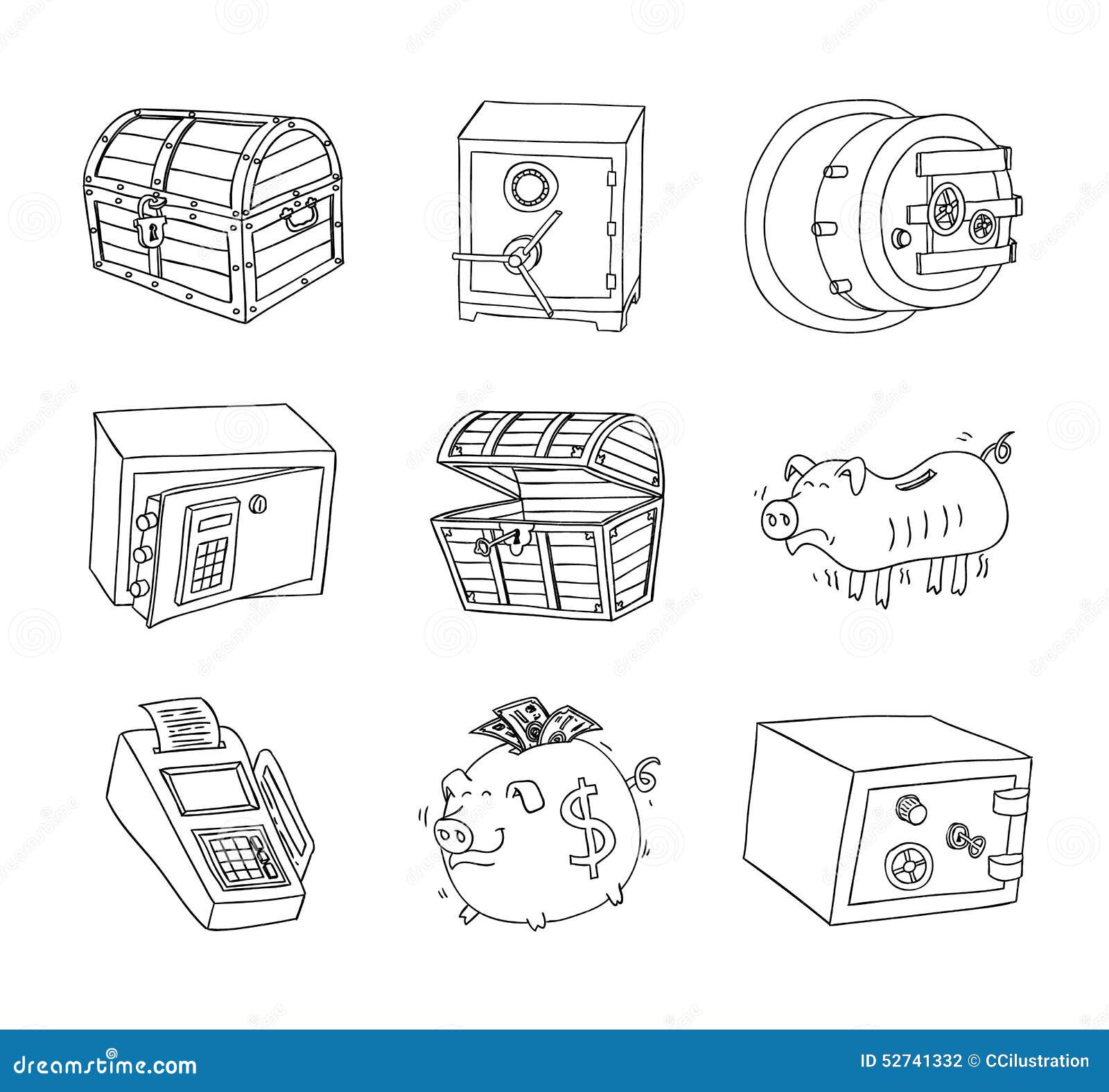 Safe Icon,hand Drawn Vector Illustration. Stock Vector - Illustration ...