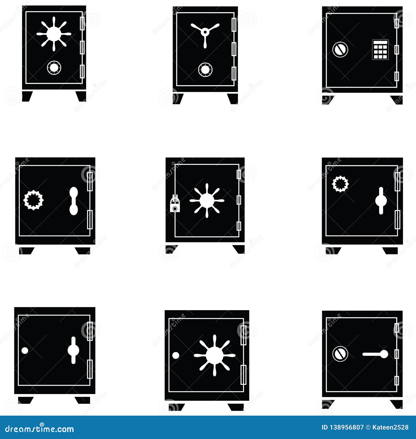 Safe icon set stock vector. Illustration of combination - 138956807