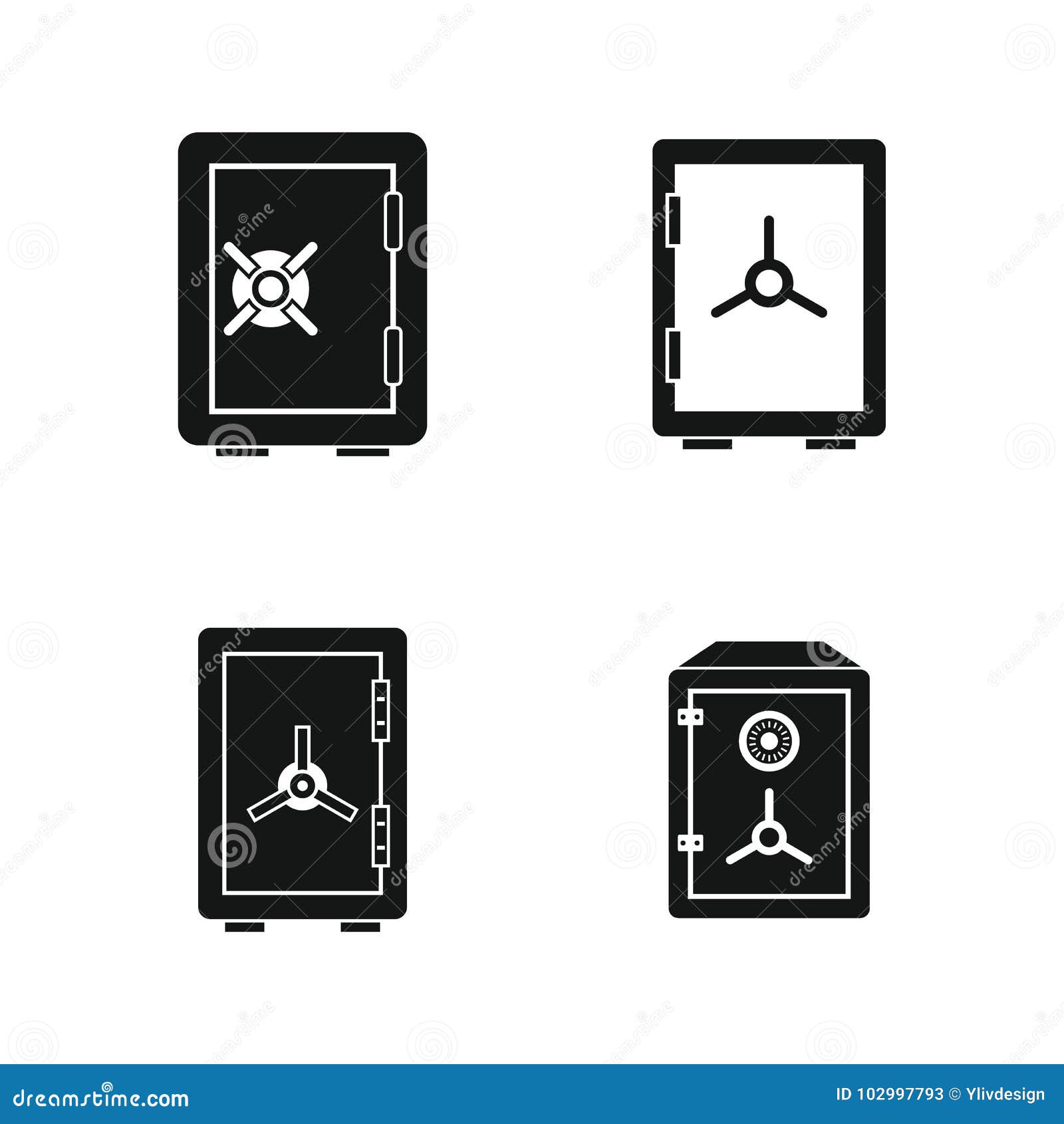 Safe Icon Set, Simple Style Stock Vector - Illustration of ...