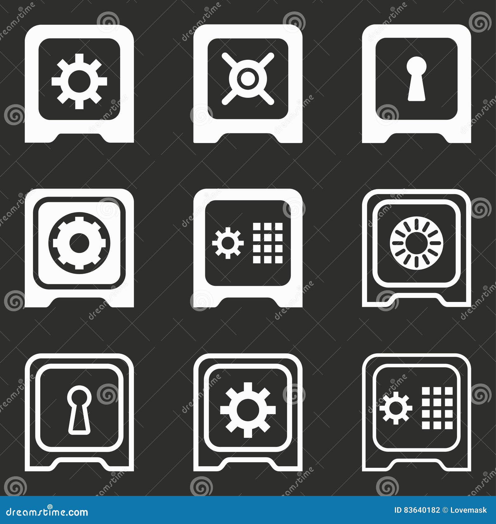 Safe icon set. stock vector. Illustration of combination - 83640182