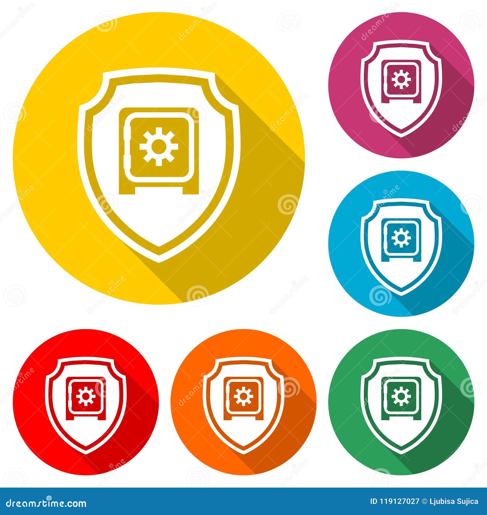 Safe Icon, Vector Shield Icon, Color Icon with Long Shadow Stock Vector ...