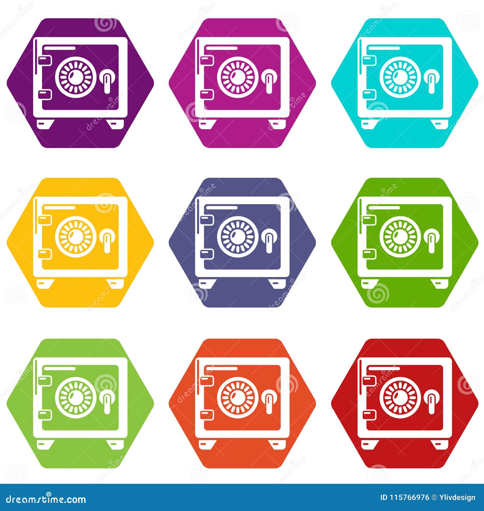Safe icons set 9 vector stock vector. Illustration of contemporary ...