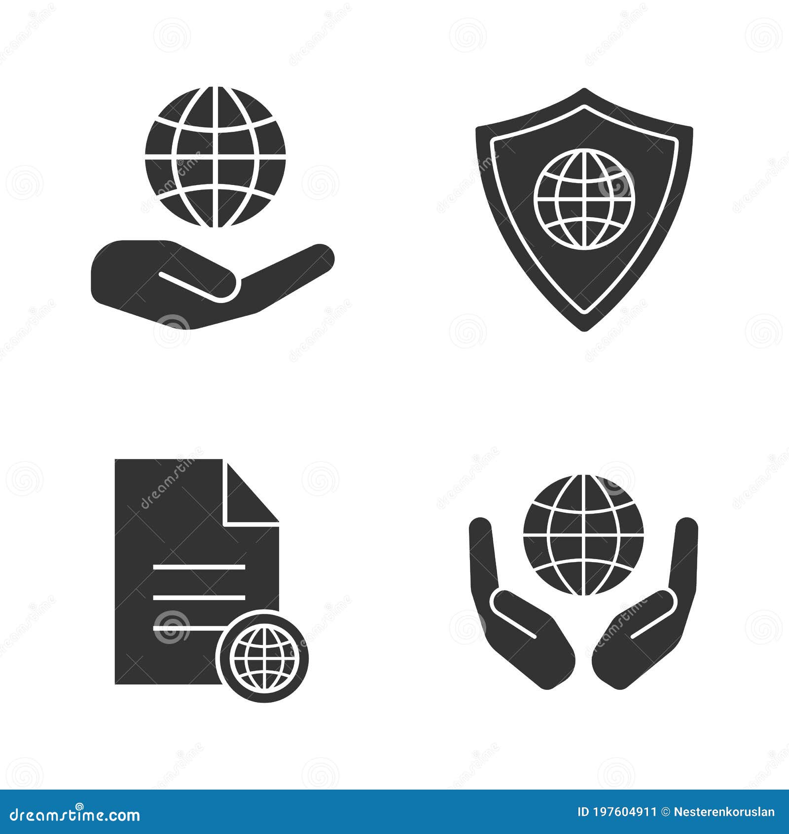 Safe Internet Connection Glyph Icons Set Stock Vector - Illustration of ...