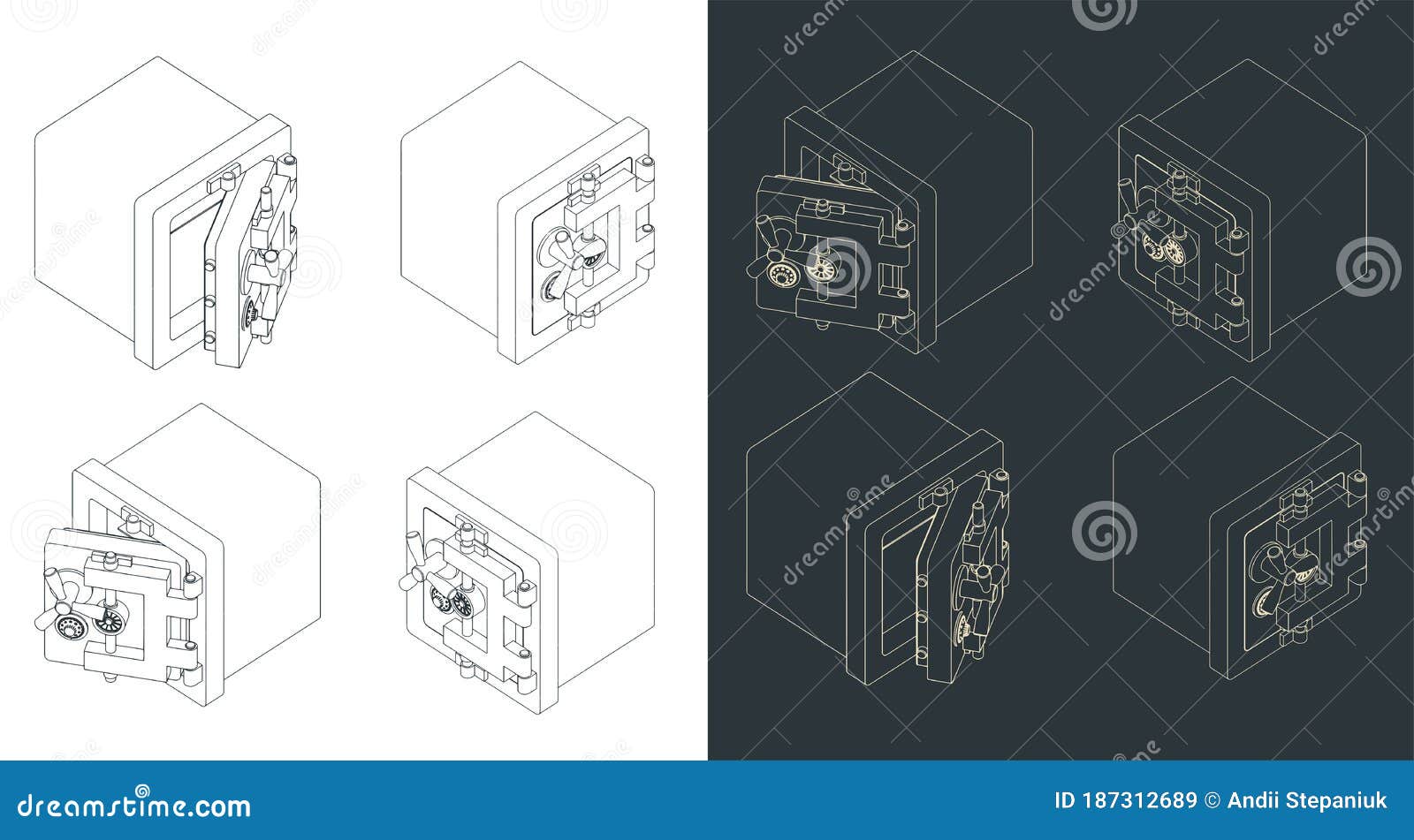 Safe isometric drawings stock vector. Illustration of realistic - 187312689