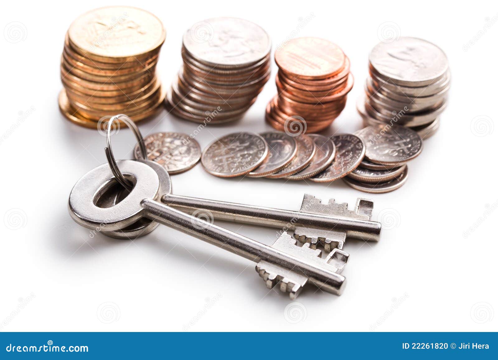 Safe key with coins stock photo. Image of bills, insurance - 22261820