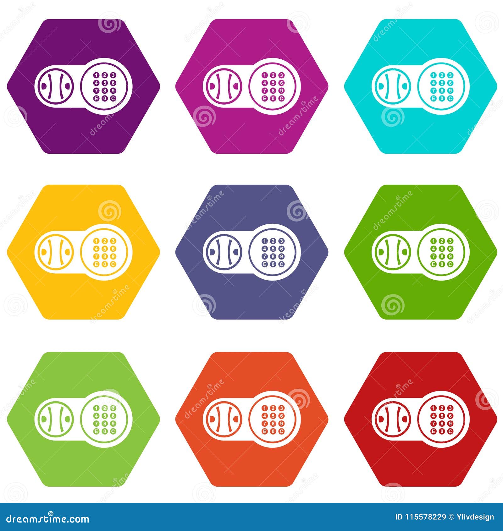 Safe Key Lock Icons Set 9 Vector Stock Vector - Illustration of open ...