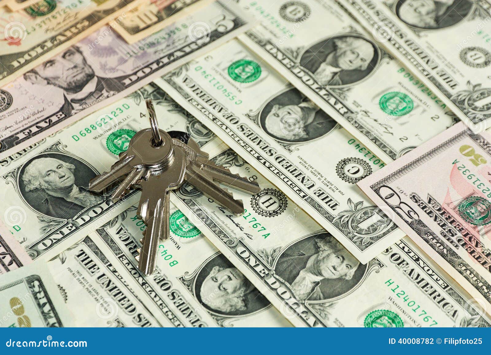 Safe key with money stock photo. Image of concept, bills - 40008782