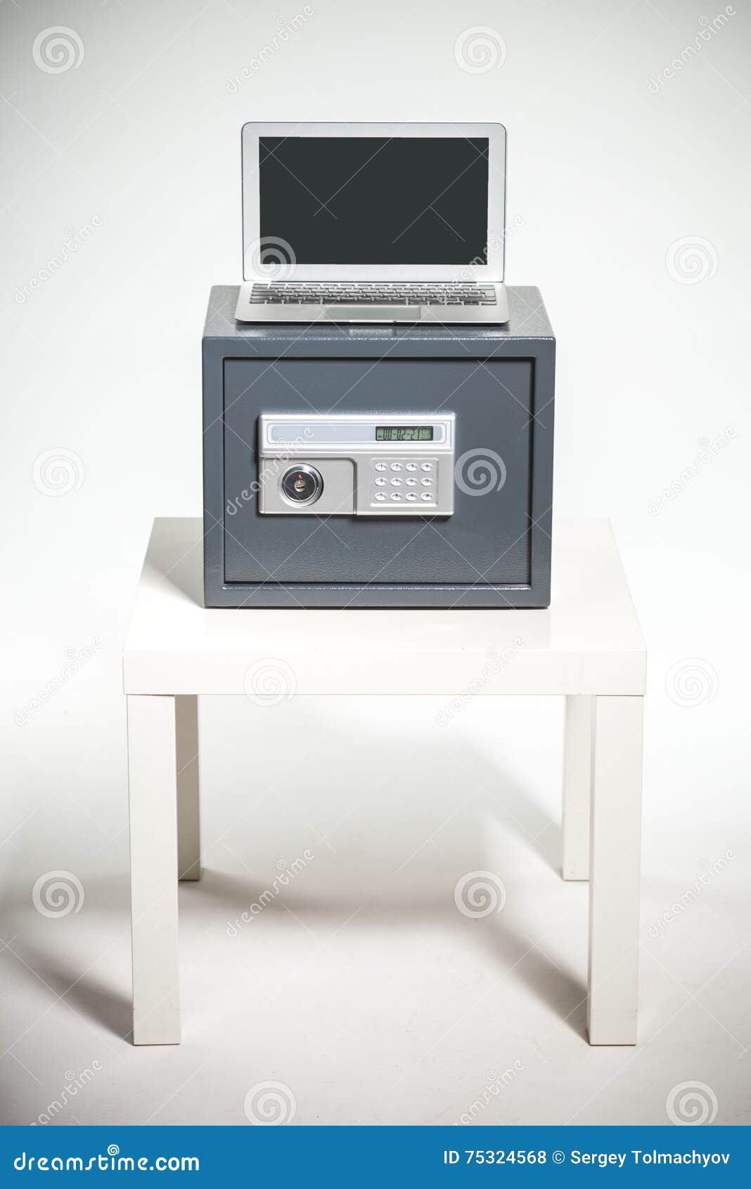 Safe and laptop stock photo. Image of network, businessman - 75324568