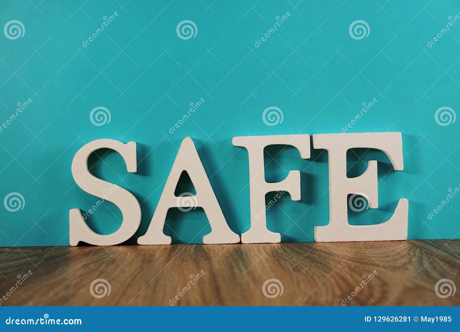 Safe Letters Word Alphabet Letter on Blue Background Stock Image ...