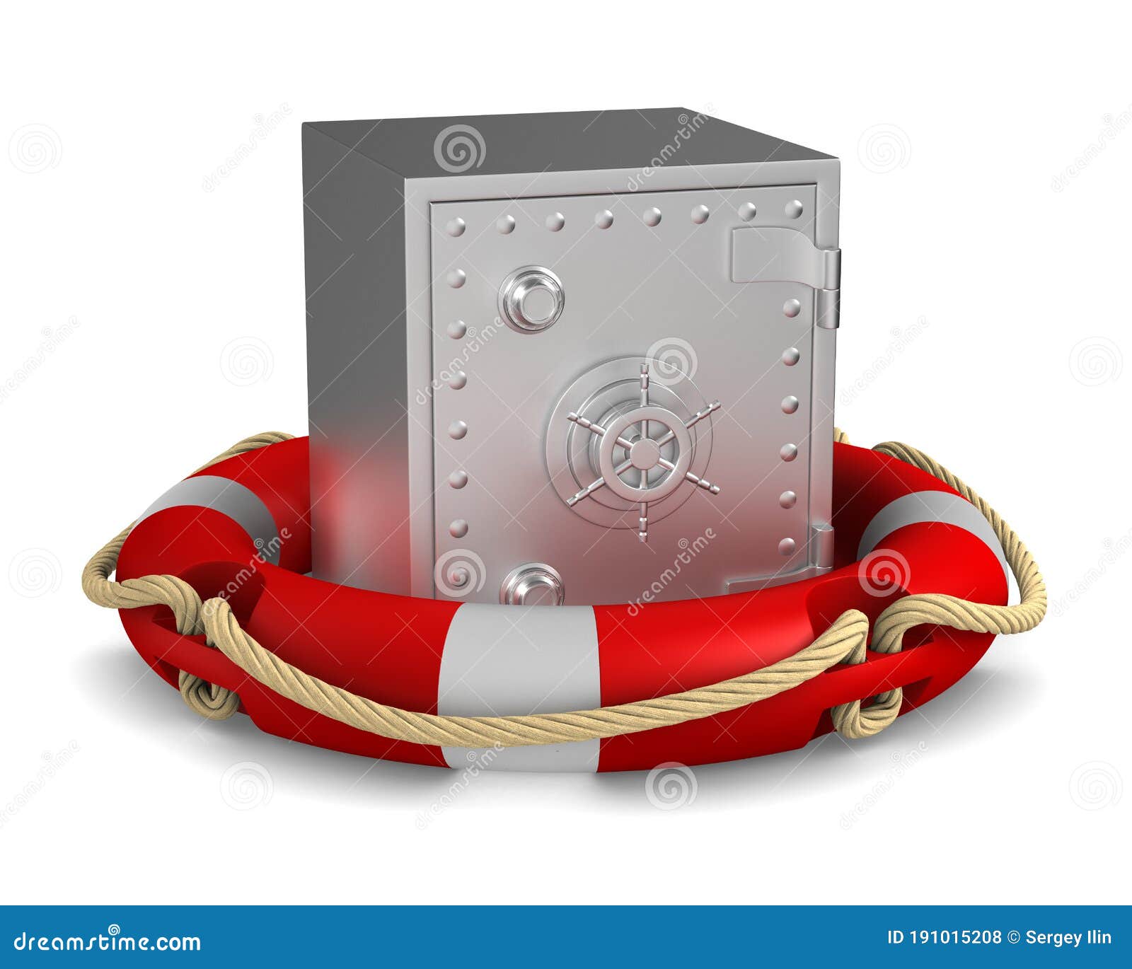 Safe and Life Ring on White Background. Isolated 3d Illustration Stock ...