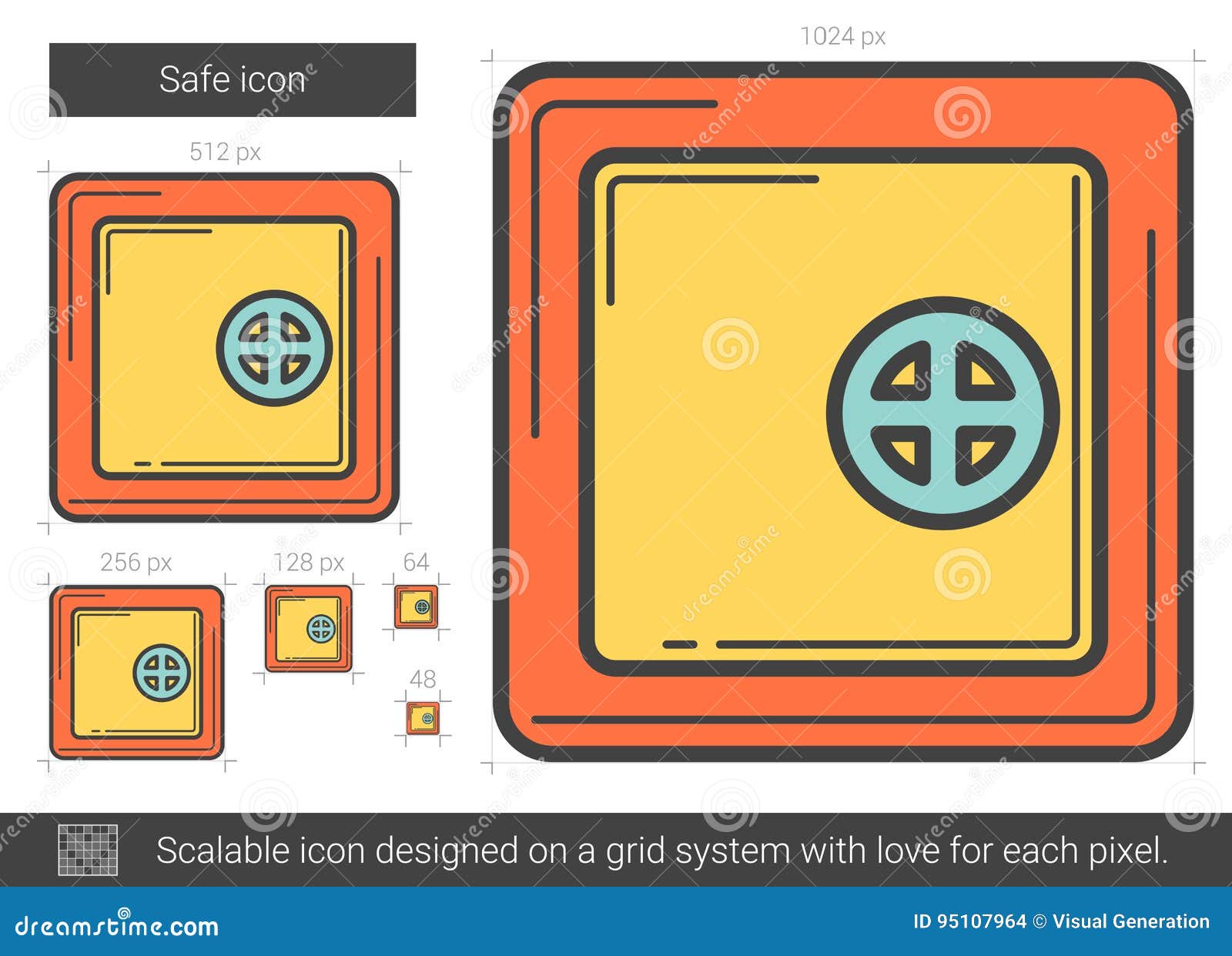 Safe line icon. stock vector. Illustration of metal, graphic - 95107964
