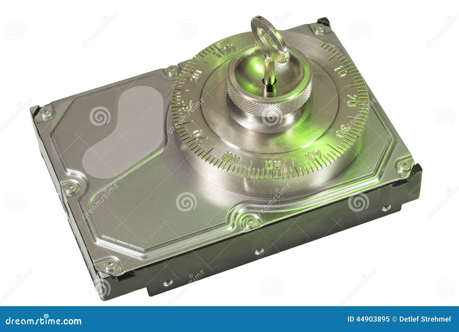 Safe Lock Secures Hard Disc in Green Stock Image - Image of studio ...