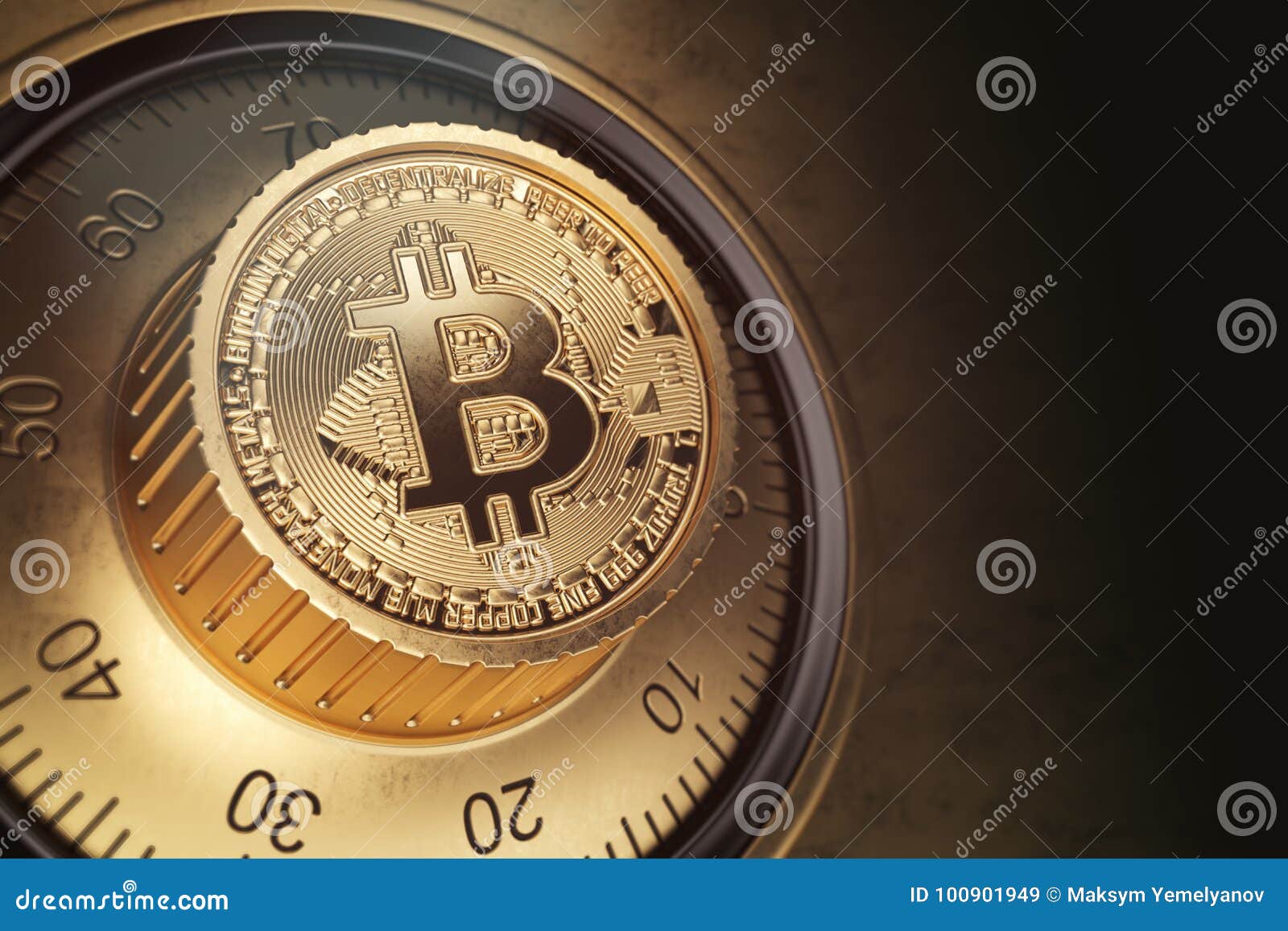 Safe Lock with Symbol of Bitcoin. Bitcoin Cryptocurrency Security and ...