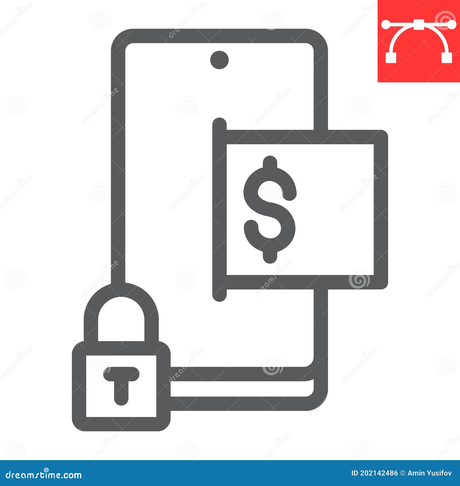 Safe Mobile Payment Line Icon, Security and Smartphone, Safe ...
