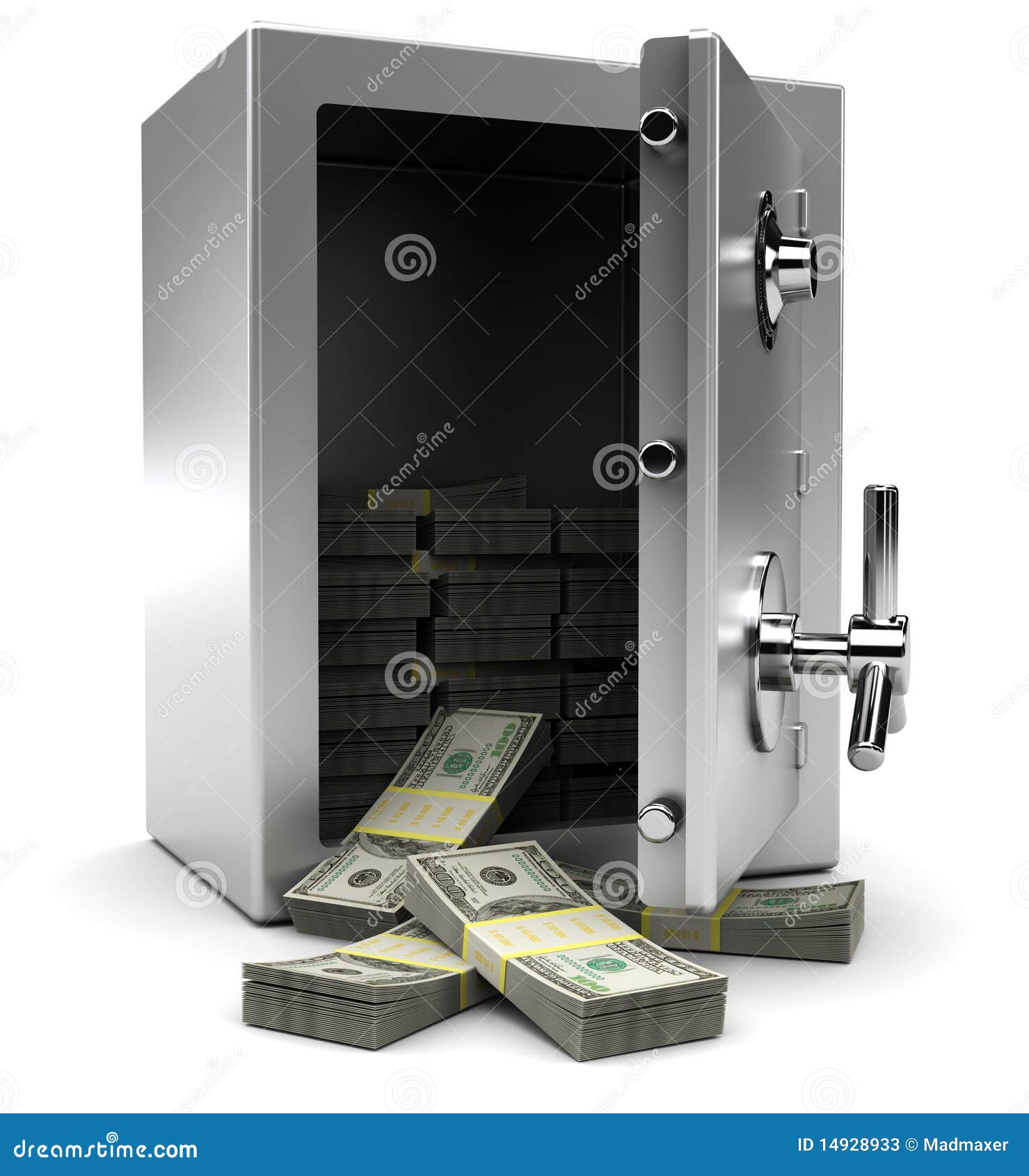 Safe with money stock illustration. Illustration of perspective - 14928933