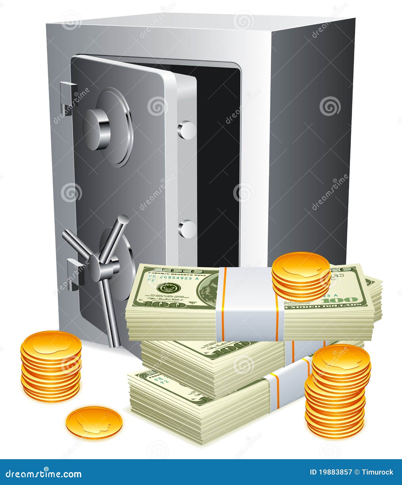 Safe and money. stock vector. Illustration of metallic - 19883857