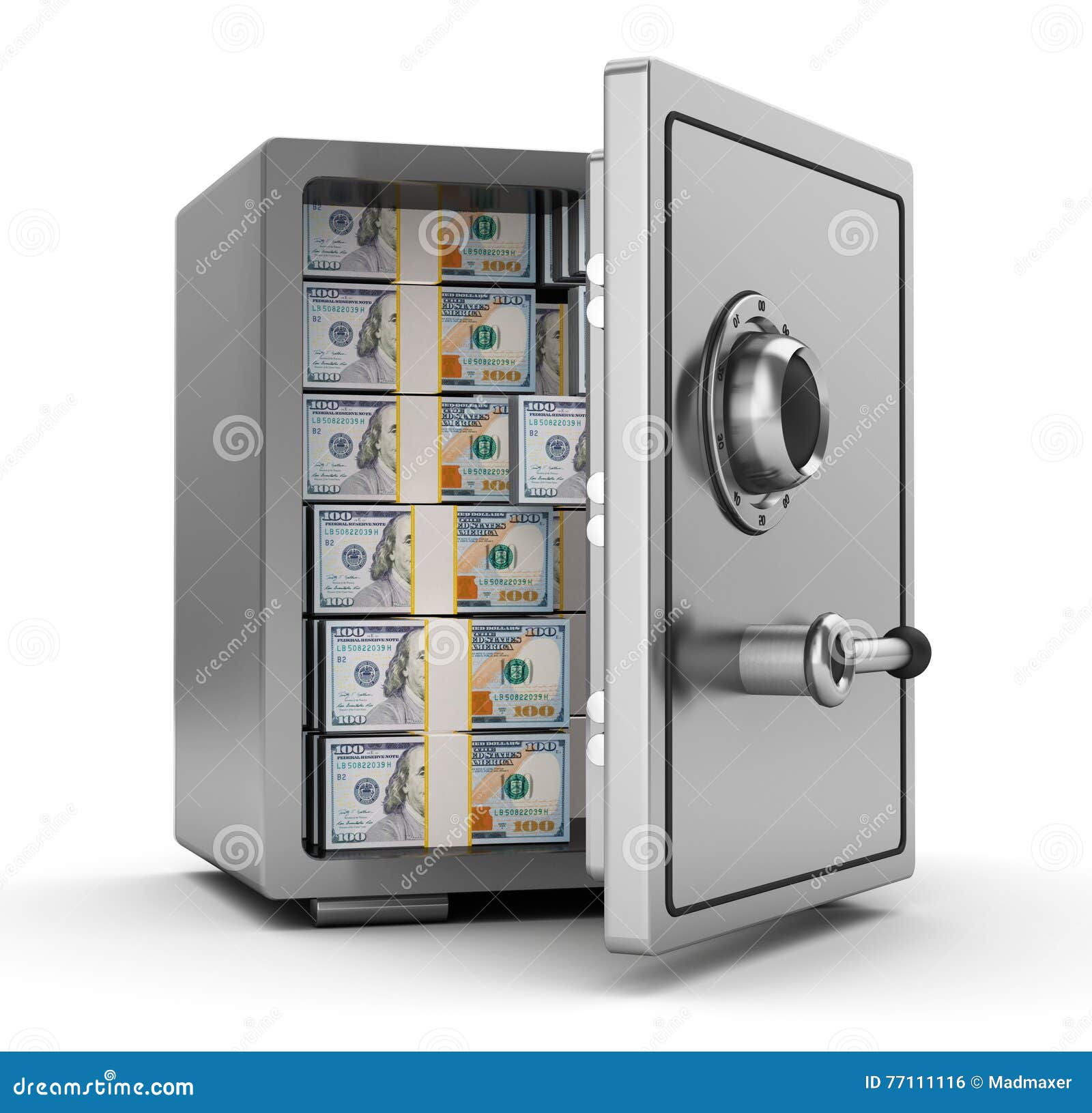 Safe with money stock illustration. Illustration of bank - 77111116
