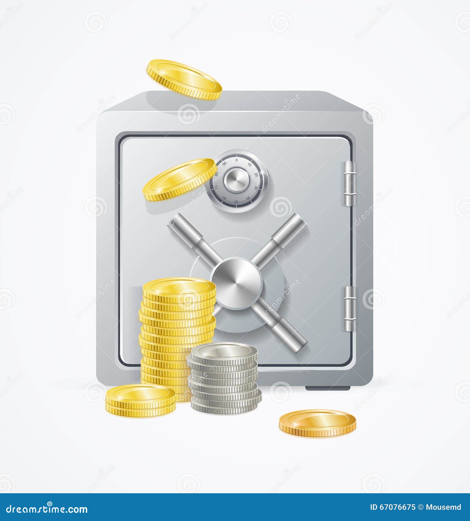 Safe and Money. Different Coins Stock Vector - Illustration of ...